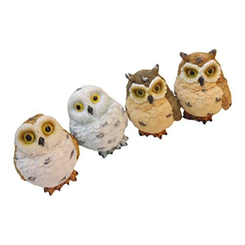 BESPORTBLE 4pcs Owl Decoration Micro Landscape Owl Resin Owl Figurine Owl Figurines Outdoor Planters Decorative Owl Outdoor Gift Outside Planters Resin Animal Ornament Mini Miss Dashboard