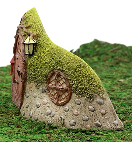 Ebros Gift Enchanted Fairy Garden Miniature Withered Tree Cottage House Under Curved Stony Green Hill Figurine 4" H Do It Yourself Ideas for Your Home