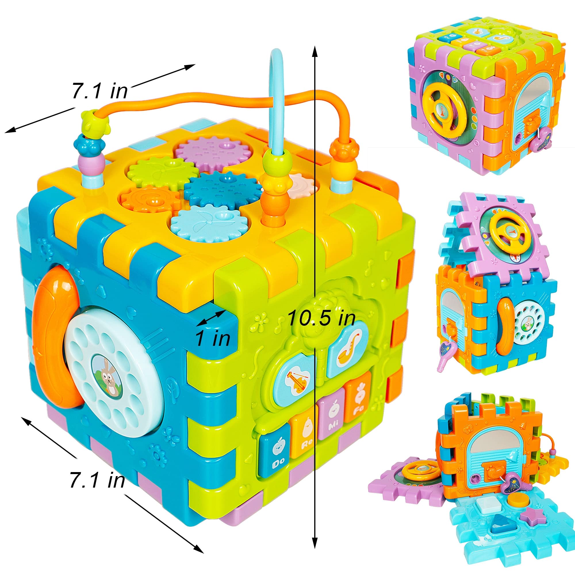 Lulu Home Toddler Activity Cube, 6-in-1 Learning Activity Center Play Square with Musical Toys, Multi Purpose Educational Toys Birthday for Kids 18 Months and Up