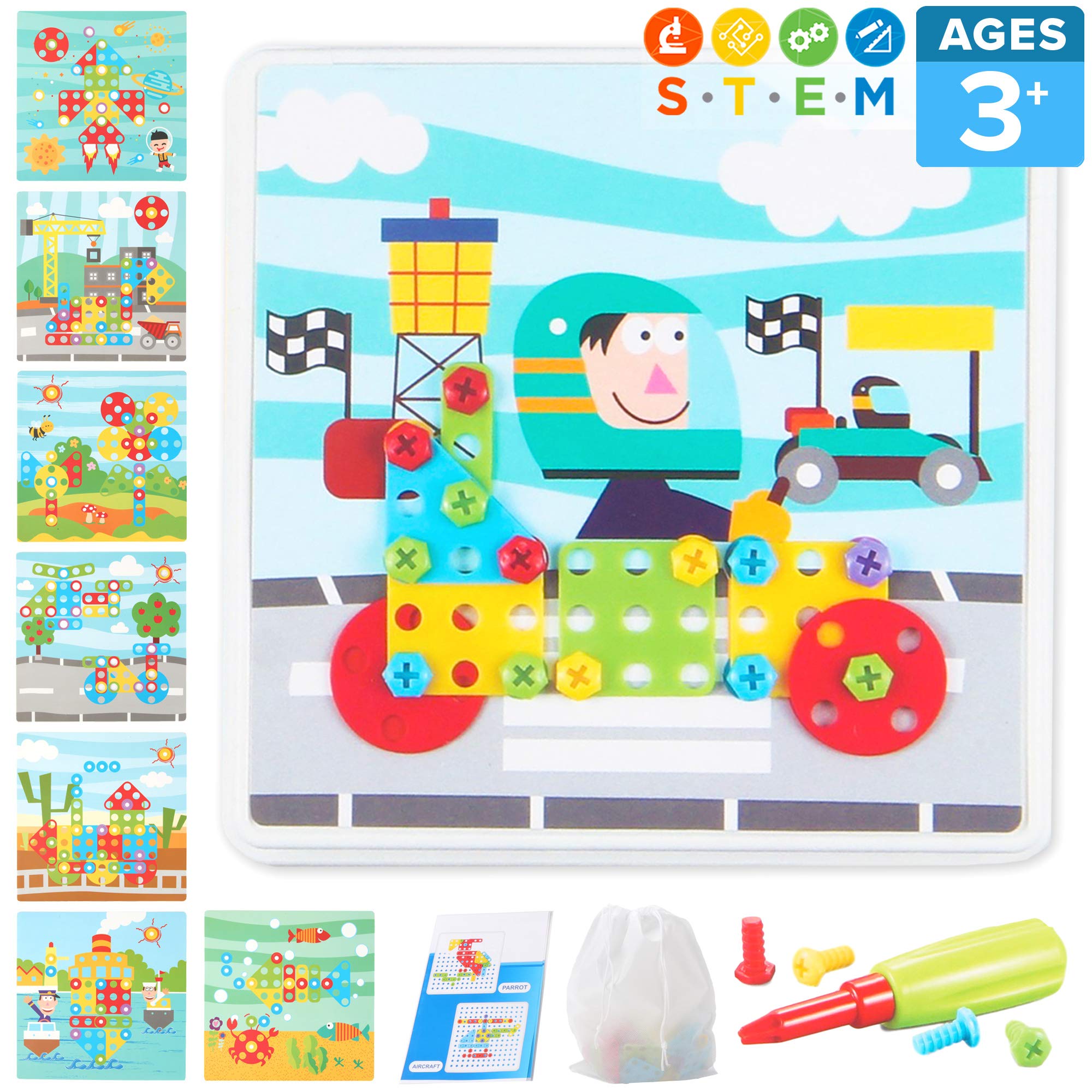 Fine Motor Skill Building Toy with STEM Activities for Kids Ages 3-5 | 116 Piece Preschool Arts and Crafts Kit for 3 4 5 Year Old Boys and Girls
