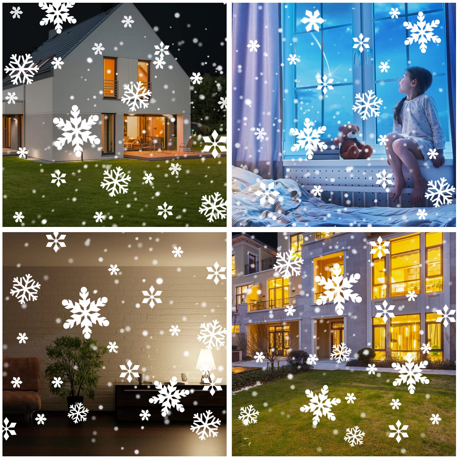 LUOWAN Christmas Snowflake Projector Lights, Waterproof LED Snowfall Spotlight Projector with Remote Control, Upgrade Rotating LED Snowfall Projection Lamp for Halloween Xmas Party Holiday Garden