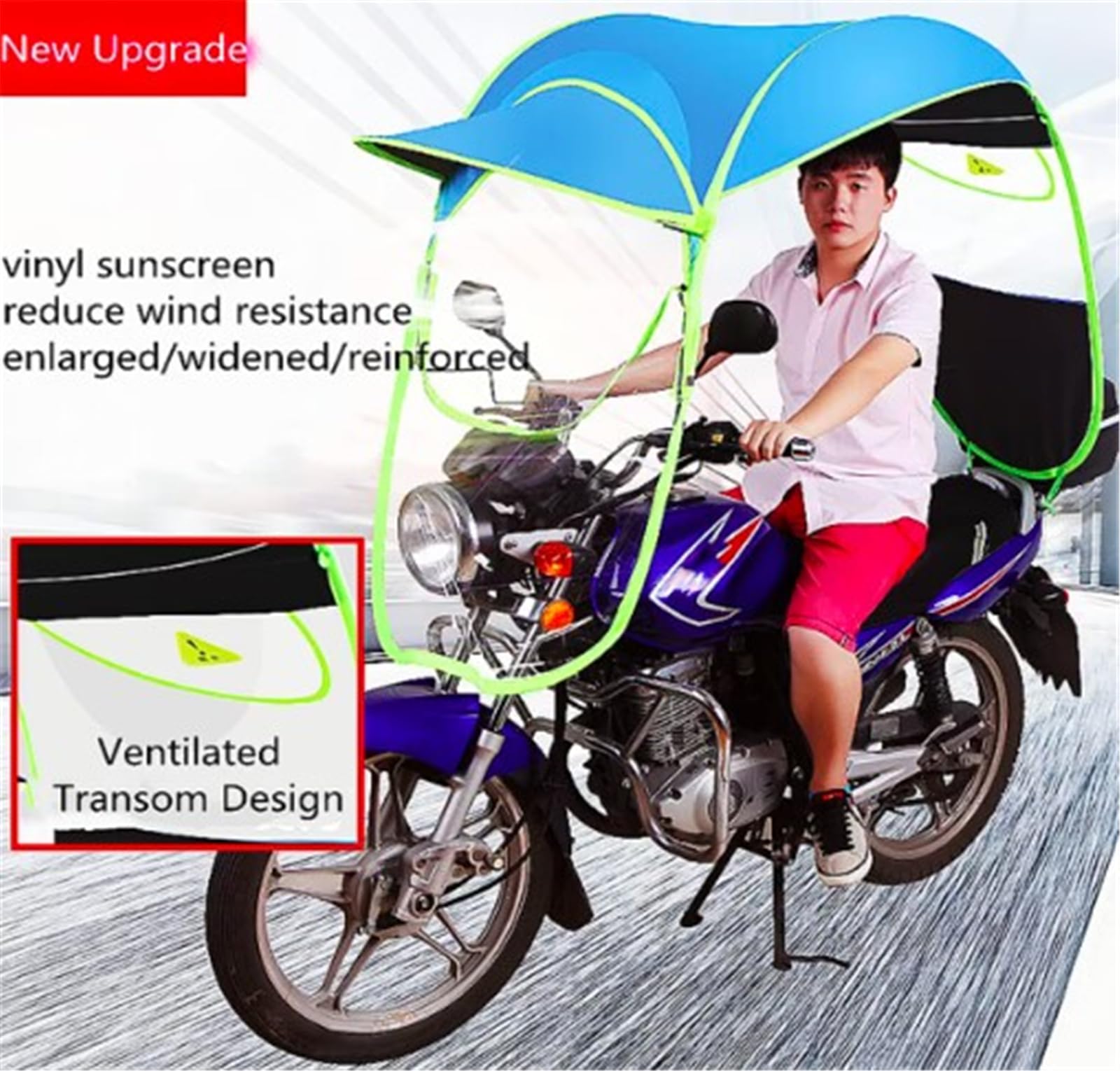 YUANXIN Motorcycle Awning Canopy E-Bike Carport Awning Canopy Storage Motorcycle Rain Shelter Transparent Umbrella Carport (Blue)