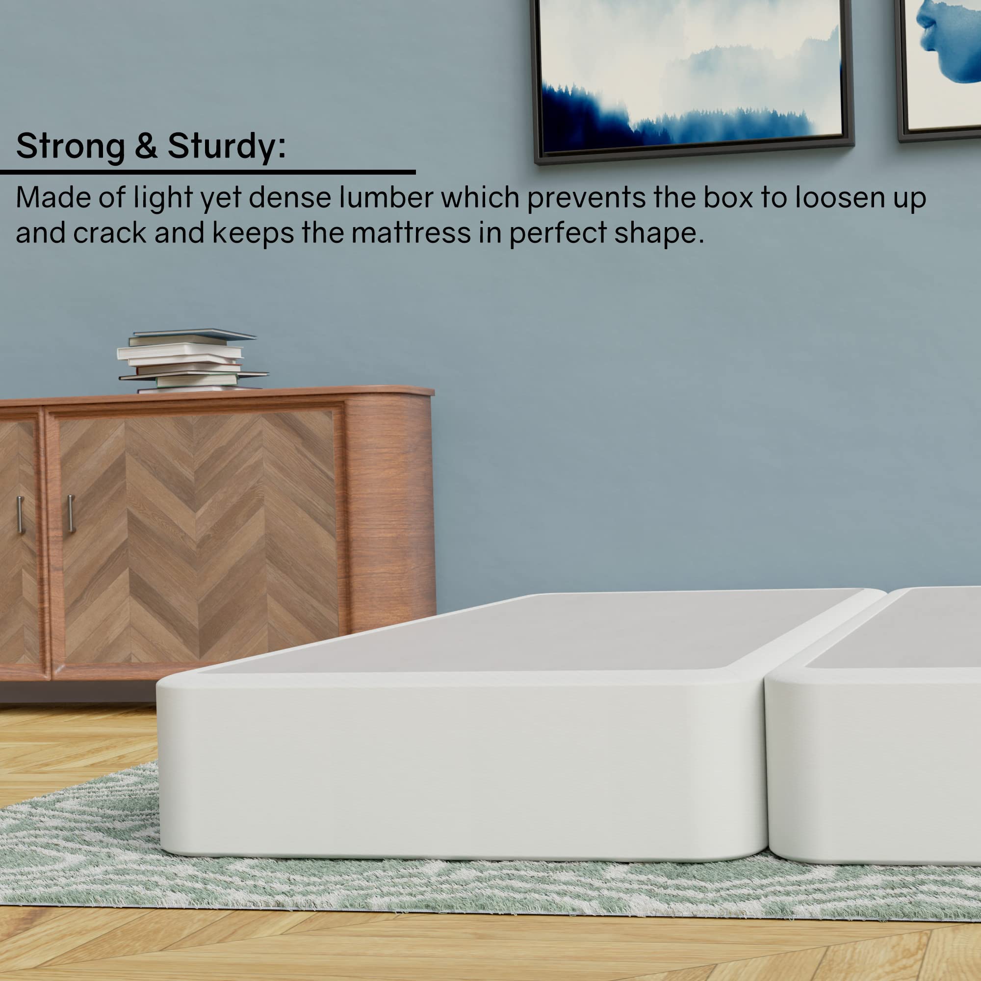 Continental Sleep 8-Inch Fully Assembled Split Wood Traditional Box Spring/Foundation for Mattress Set, King, Beige