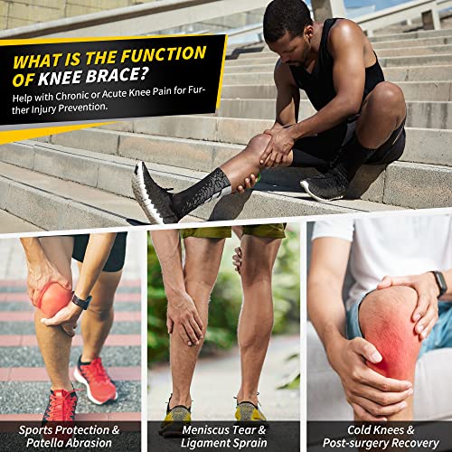 CAMBIVO Knee Braces for Knee Pain, 2 Pack Knee Compression Sleeves, Knee Support with Side Stabilizers & Patella Gel Pad for Workout, Knee Pain Relief, Arthritis(X-Large, STS-Black)