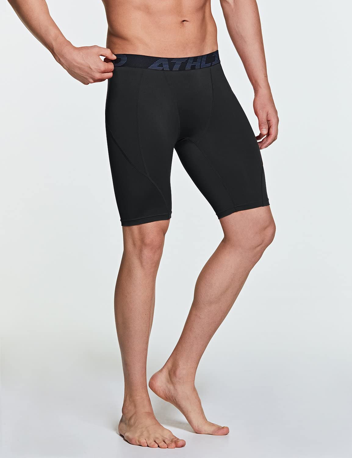 ATHLIO Men's Athletic Cool Dry Compression Shorts, Sports Performance Active Running Tights, 3pack Cool Dry Shorts Dim Black/Dim Black/Dim Black, Large