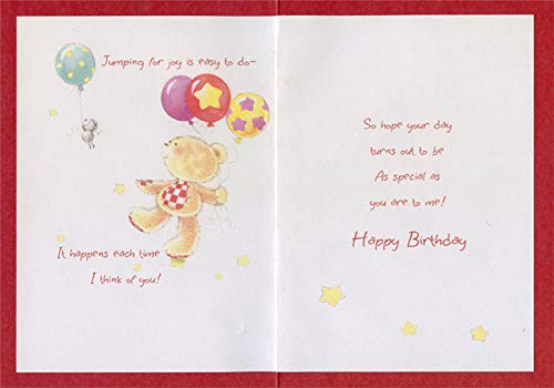 Designer Greetings Bear with 4 Balloons Juvenile Birthday Card for Godmother
