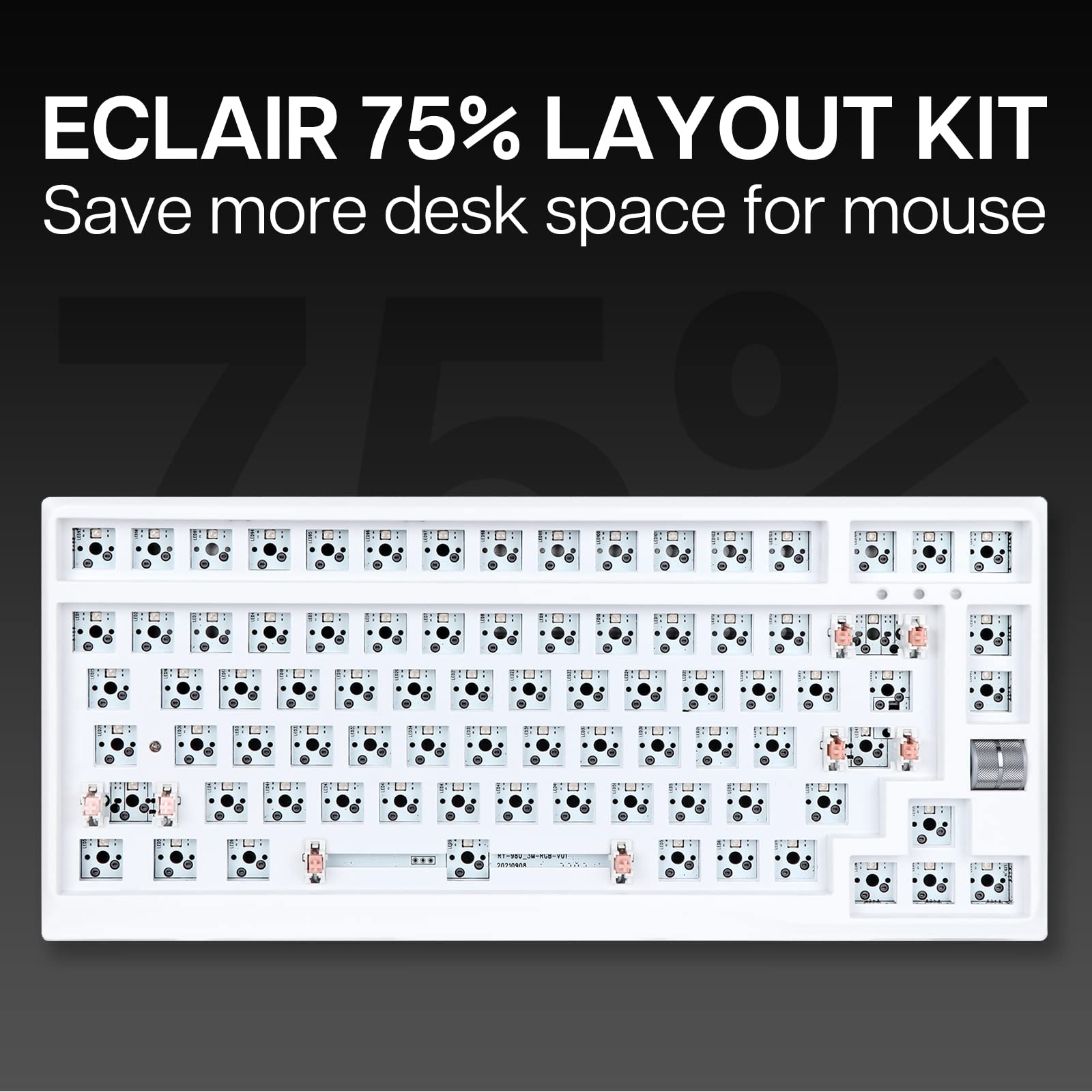 EPOMAKER Eclair 75% Hot Swappable Programmable RGB Bluetooth 5.0/2.4GHz/Wired Gaming Keyboard Kit NKRO with Sound Absorption Foam, Multimedia Wheel Control, 3000mAh Battery for Mac/Win (Eclair White)