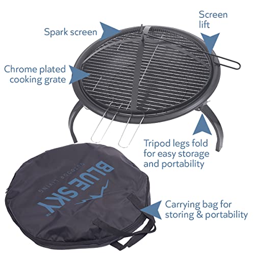 Blue Sky Outdoor Living WBPFP22 21.25” Round Folding Leg Portable Wood Fire Pit
