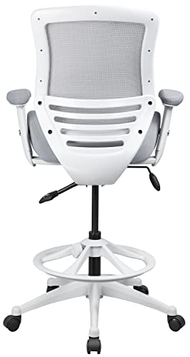 BOLISS Mid-Back Mesh Ergonomic Drafting Chair Tall Office Chair Task Chair with Adjustable Foot Ring and Height Adjustable Armrest (Grey)