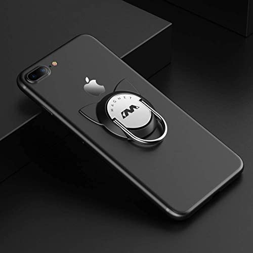 Cell Phone Ring Holder, Apqdw Cat Phone Ring Stand, Metal Phone Finger Ring Grip for Smartphone, Phone Cases and Tablets (2 Pack, Black/Rose Gold)
