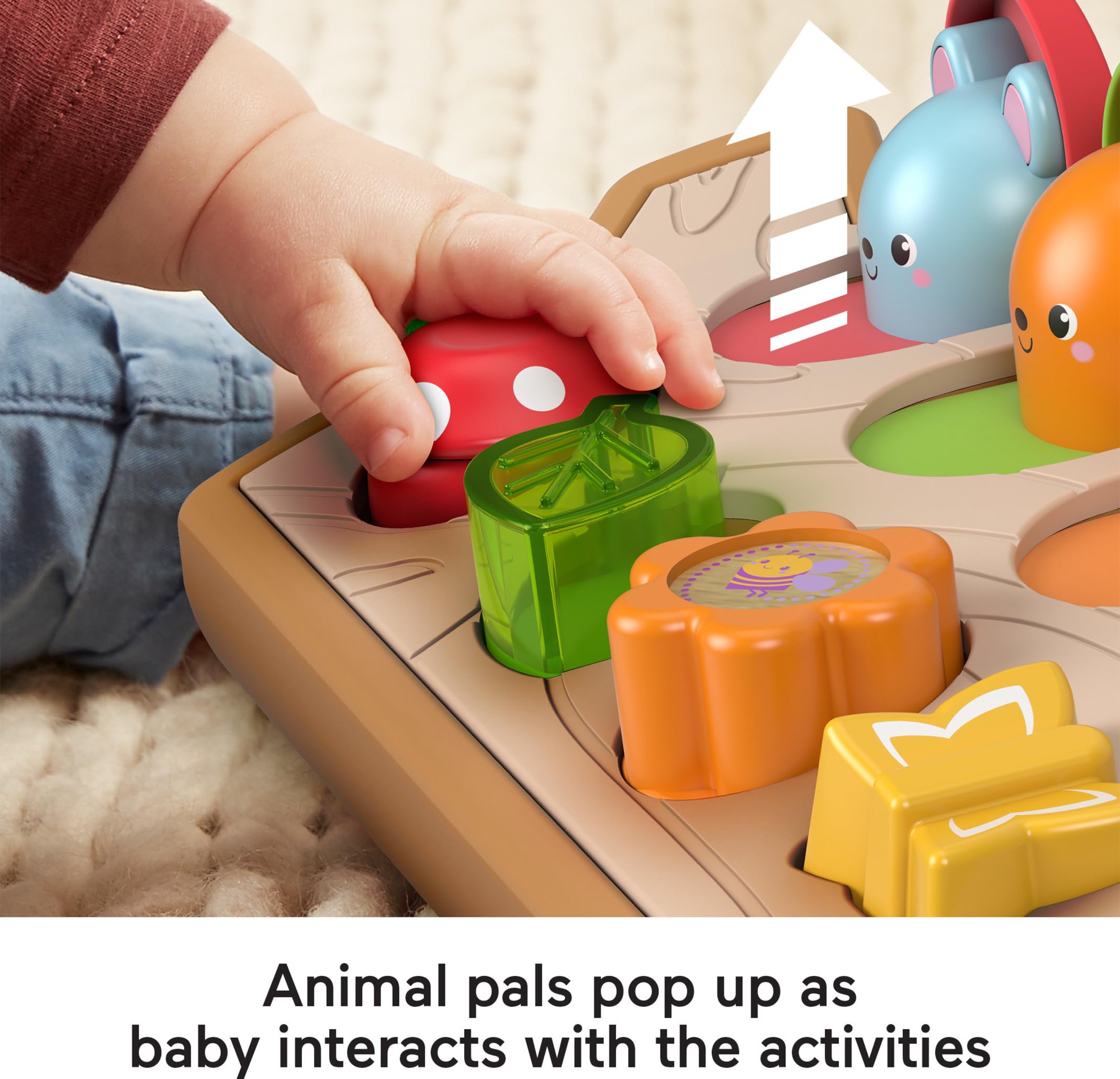 Fisher-Price Baby Toy Hide & Peek Pop-Up Animal-Themed Sensory Activity with Wood Accents & Sounds for Ages 9+ Months