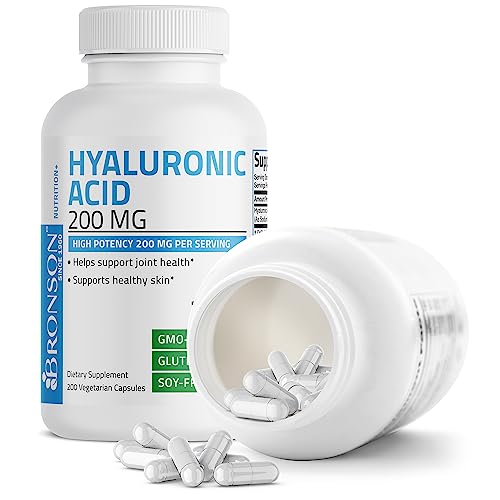 Bronson Hyaluronic Acid 200 MG High Potency Joint Health & Healthy Skin Support, Non-GMO, 200 Vegetarian Capsules