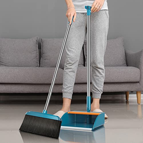 Brooms and Dustpan Set for Home Dustpan and Brush Set Dustpan Long Handle Cleaning Supplies Brooms & Dustpan Combo for Office Stand up Brooms and Dustpan Built in Scraper and Comb Sweeper
