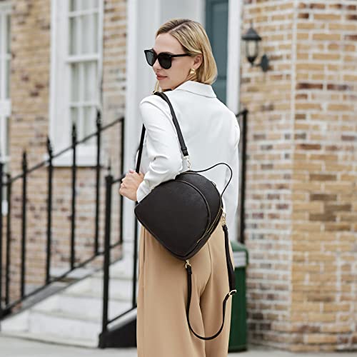 CLUCI Small Backpack for Women Leather Women's Black Backpack Purse Handbags Mini Fashion Lady Travel Backpack Convertible Bookbag