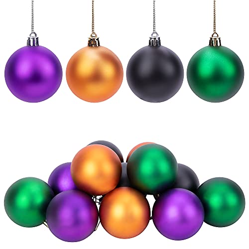Deloky 12 PCS Halloween Ball Ornaments-2.4 Inch Halloween Colorful Shatterproof Ball for Halloween Wreath Ornaments and Party Decoration