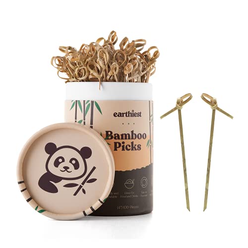 Cocktail Picks - Bamboo Skewers - Toothpicks For Appetizers-4 inch Wooden Skewers (100 Pack) - Party Toothpick for Appetizer and Cocktail Drinks.