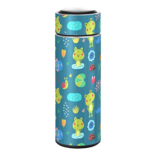 CaTaKu Small Water Bottle 12 oz, Cute Animal Frog Insulated Water Bottle for Water Coffee Tea Stainless Steel Flask Thermos Bottle Reusable Wide Mouth Vacuum Travel Mug