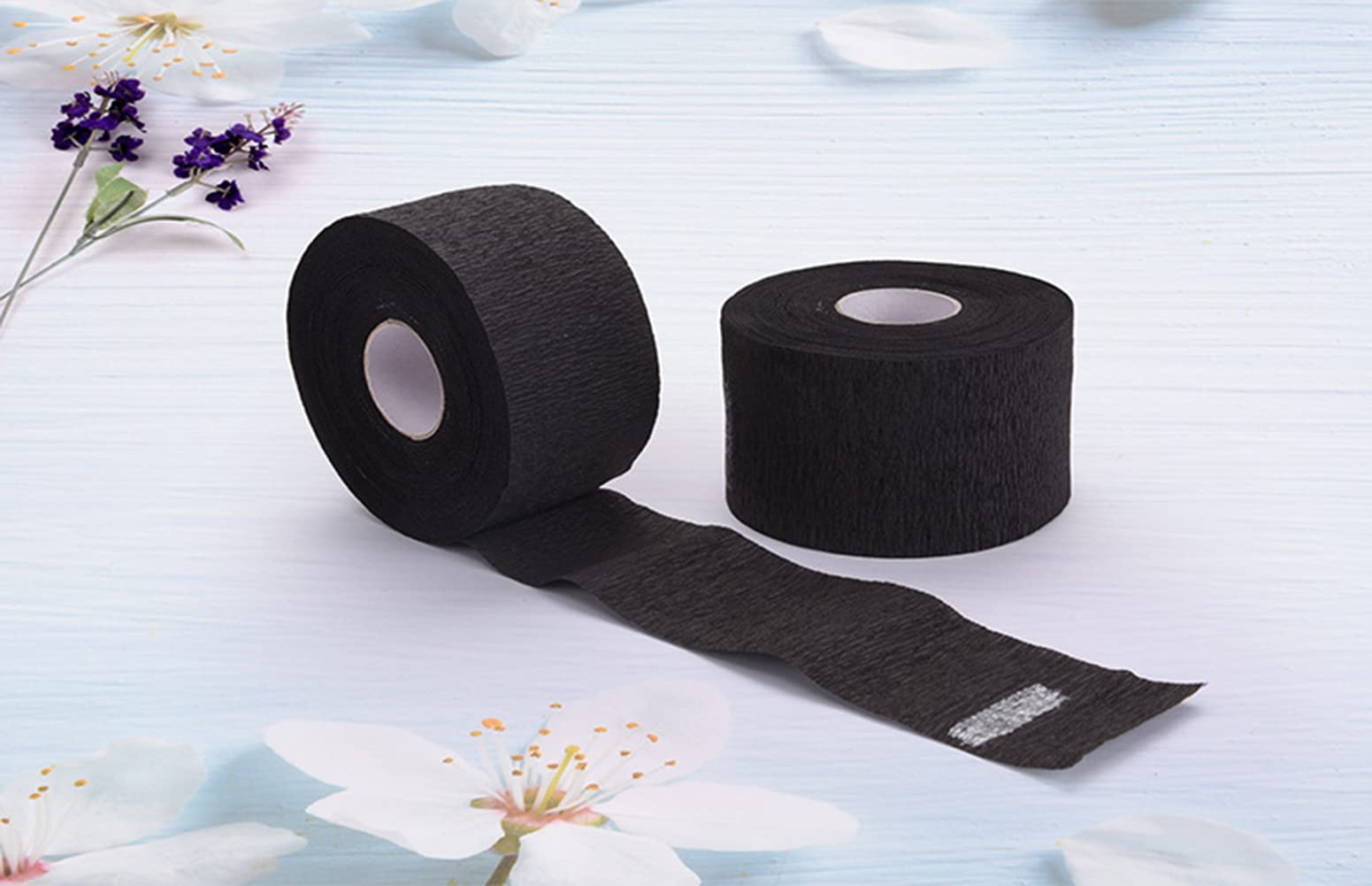 ericotry 2 Rolls Black Disposable Barber Neck Paper Strips Professional Hairdressing Stretchy Wrap Barber Accessories for Salon Hair Cutting Shaving Styling
