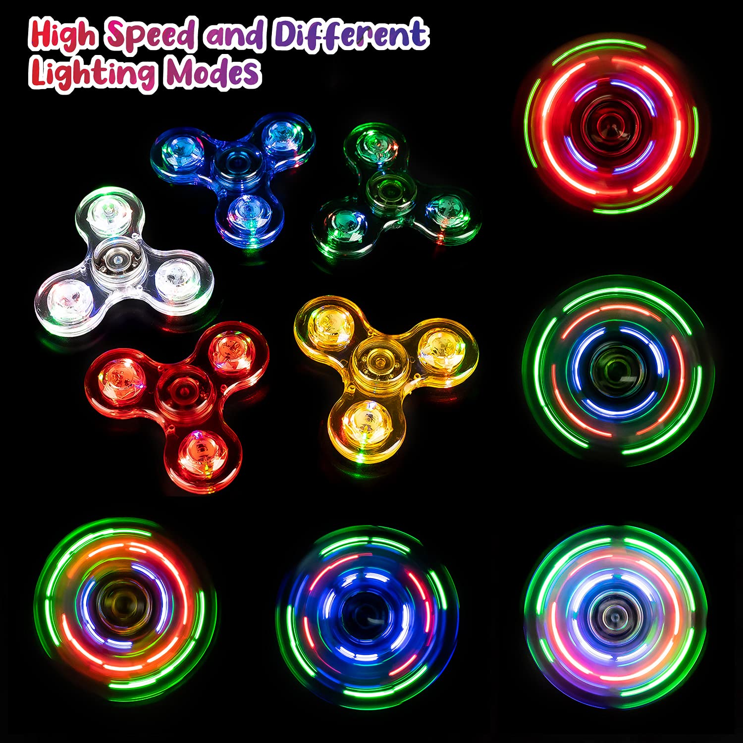 FIGROL LED Light Up Crystal Fidget Spinner for Children|Easter Gifts Easter Basket Stuffers Party Favors|Glow in The Dark Party Supplies|Classroom Prizes Return Gifts