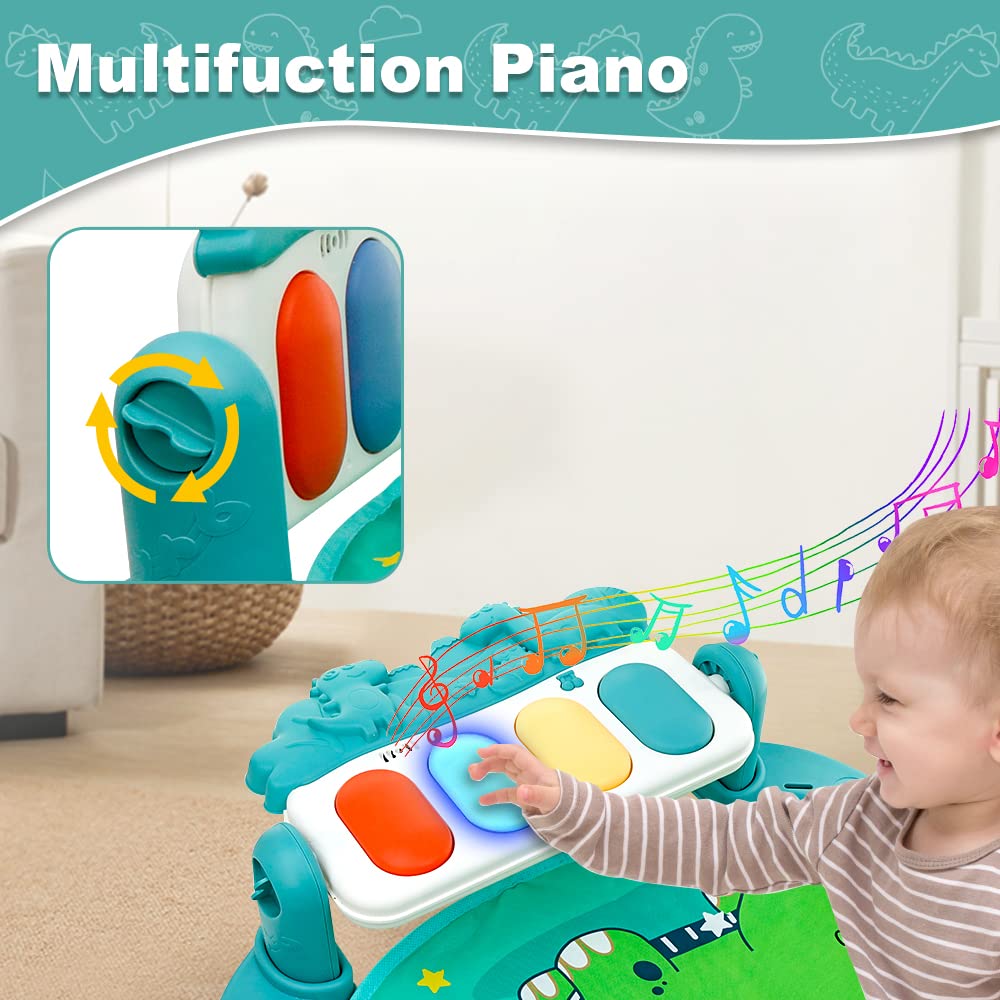 BOMPOW Baby Gym Mat with Music and Lights, Piano Gym, Early Development Activity Baby Play Mat Toy Gift for Babies Newborn