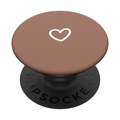 Brown Minimalist Hand Drawn Heart PopSockets Swappable PopGrip