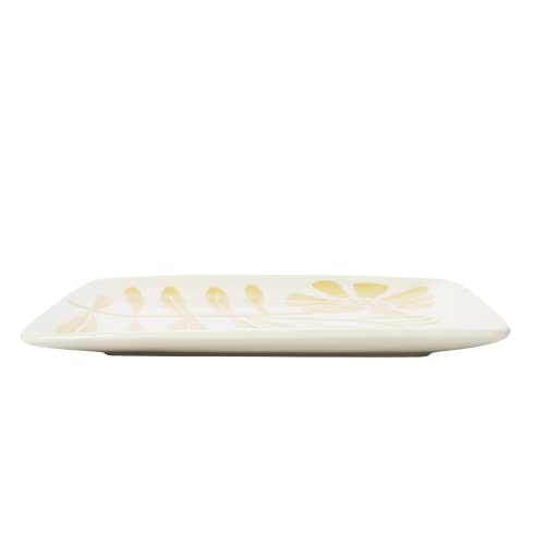 Creative Co-Op Hand Painted Stoneware Plate with Wax Relief Flowers, Multicolor, Set of 6, 11" L x 11" W x 1" H (DF6593SET)