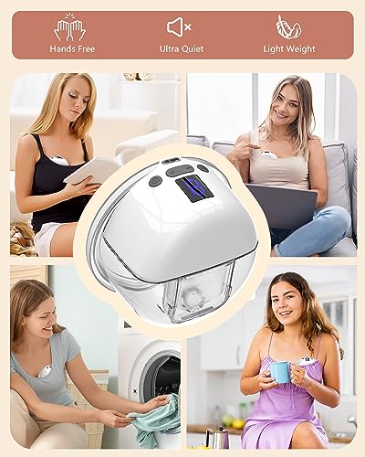 Double Wearable Breast Pump, Hands Free Vacuum Breast Pumps, Lower Noise and Painless, LED Display Memory Function, 4 Modes 9 Levels Electric Breast Pump Portable, 24mm Flange, 2 Pack