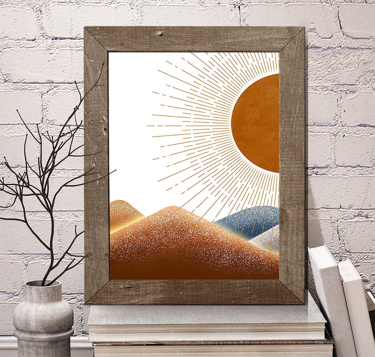 Boho Wall Art - Sun and Moon Art - Boho Bedroom Art - Sunshine Decor - Mid Century Modern Wall Decor - Bathroom, Living Room, Office, Classrooms, Home Wall Decor, Set of 2 Prints, 11x14" Unframed