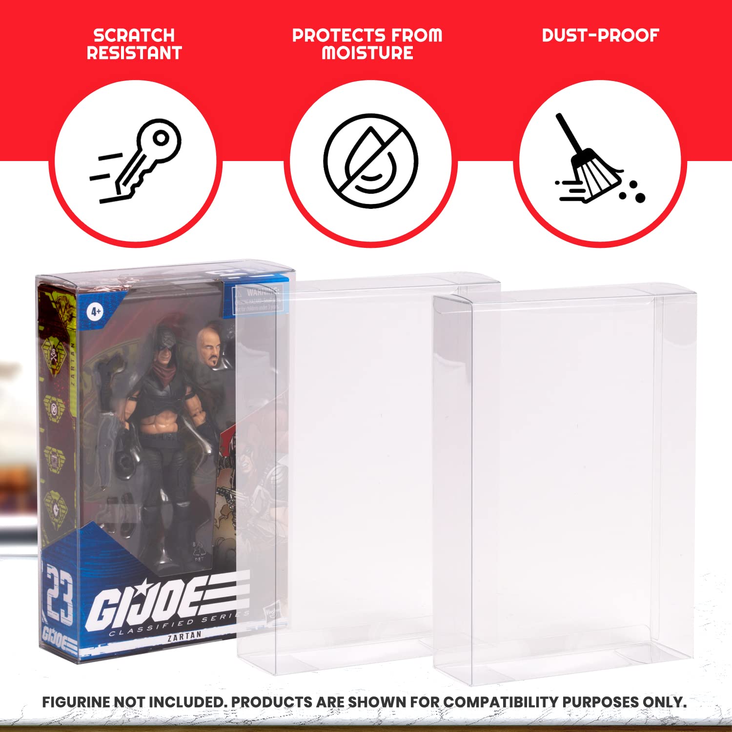 EVORETRO Action Figure Display Protective Case Box for GI Joe 6 inches Classified Series and Marvel Legends 6 inches Infinity Saga - 10-Pack - Stackable 0.40MM Thick, Clear PET Plastic Protector