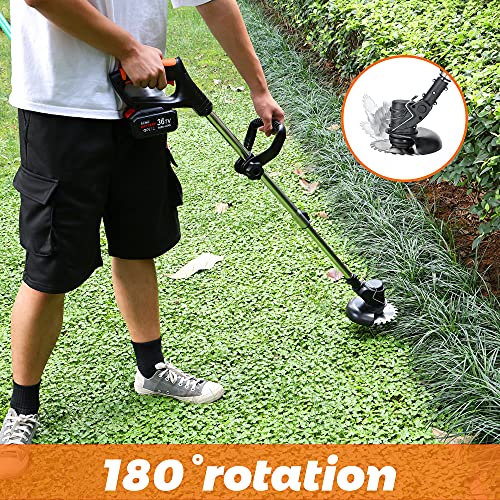 Electric Weed Wacker with 4000mAh Battery, Electric Brush Cutter, Brush Mower Cordless with Charger Blade