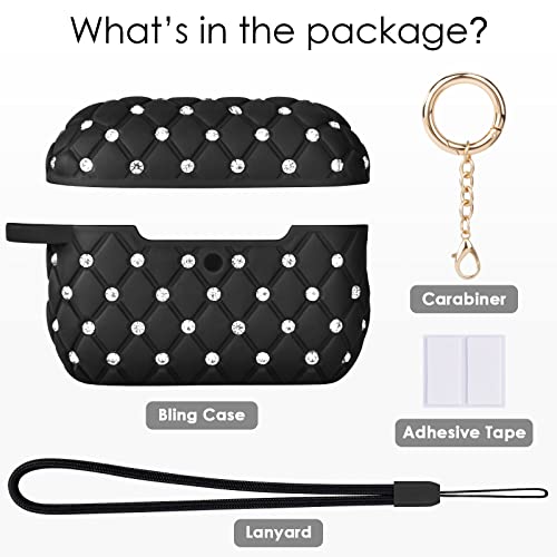 CAGOS for Airpods Pro Case, Cute Bling Crystal Protective Cover Compatible with Apple Airpods Pro 2nd Generation Case USB C and Airpods Pro 1st Generation Case for Women, Midnight