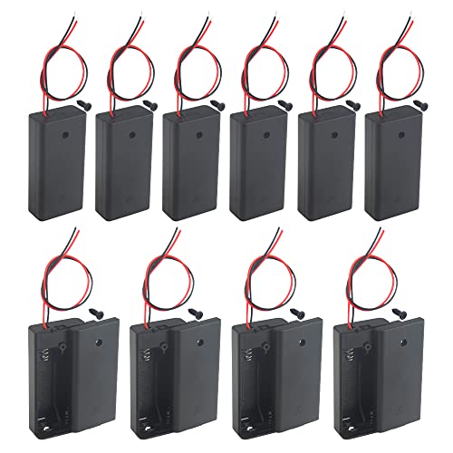 WMYCONGCONG 10 PCS 2X 1.5V AA Battery Holder Case Storage Box w/Wire Leads and ON/Off Switch