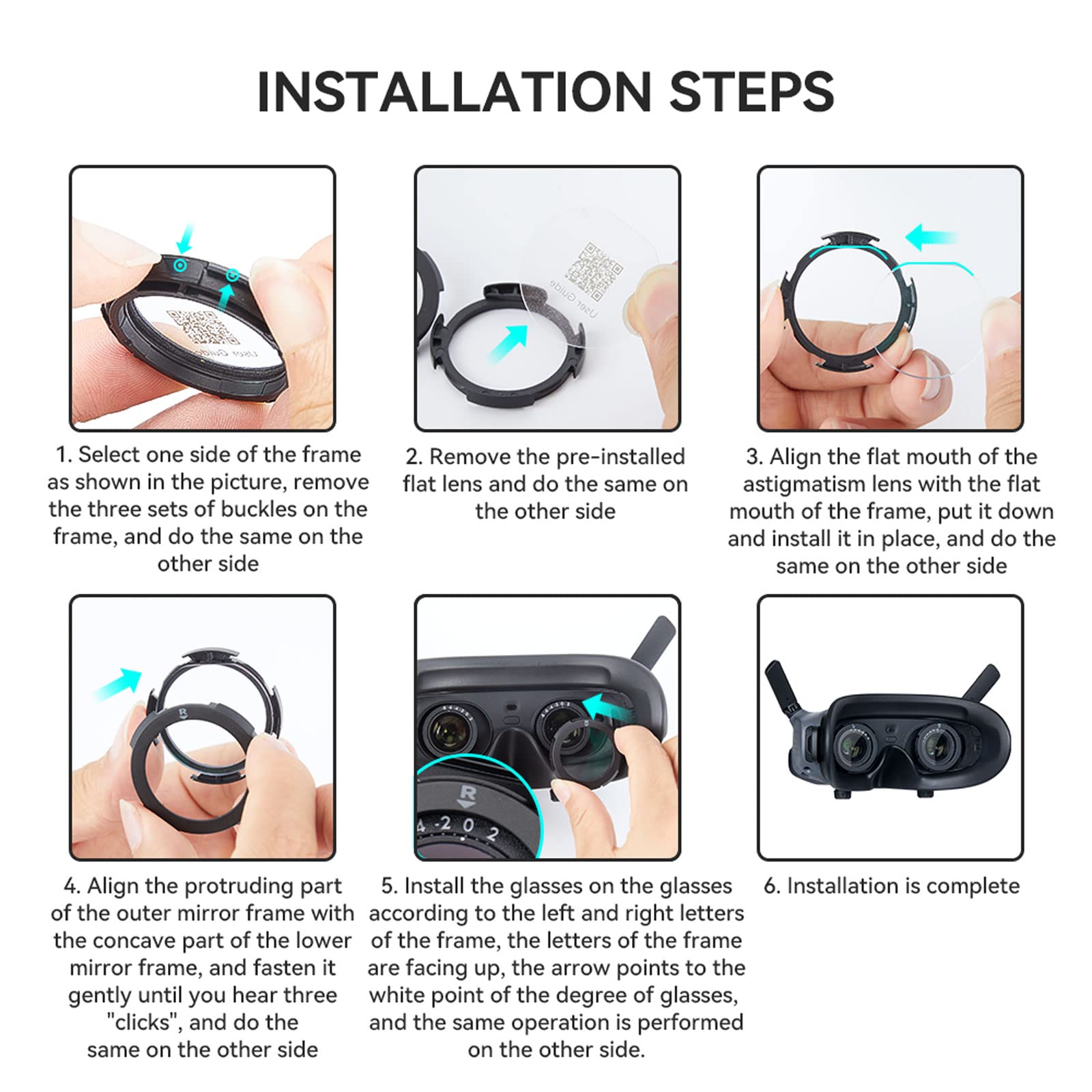 Anti-blue Light Lens Compatible for DJI Avata FPV Flying Glasses Goggles2 Accessories That Supports Changing Lenses to Accommodate Your Nearsightedness（Resin） (1.67 astigmatism 50-200)