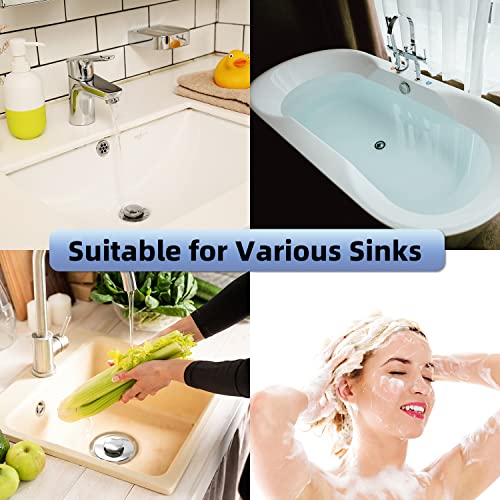 Bathroom Sink Stopper, 3 in 1 Pop Up Kitchen Bathtub Drain Stopper Plug, Sink Strainer for 1.18-1.65", with Shower Drain Hair Catcher Anti-Odor Valve Anti Clogging Bathroom Sink Drain Strainer