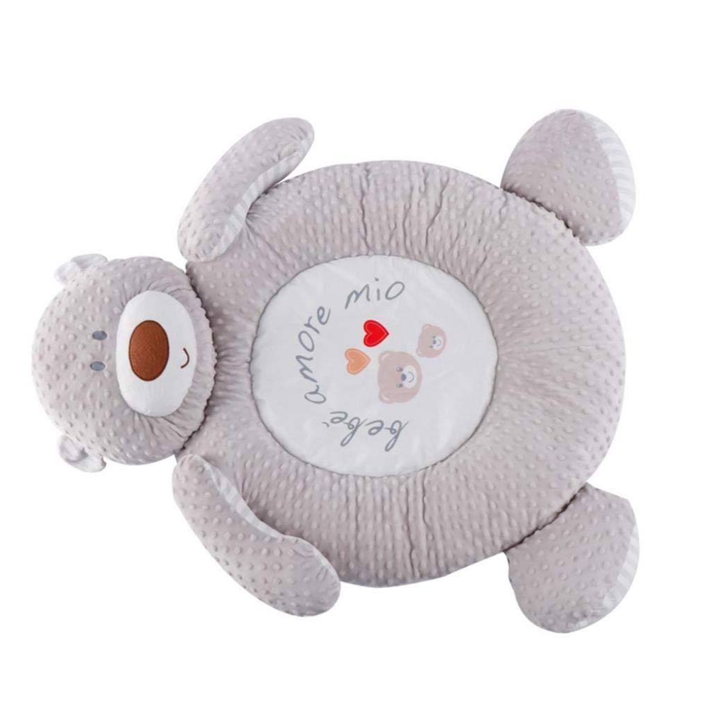 KUANDARM Grey Bear Shaped Baby Play Mat with Fitness Frame Cute Pendants Newborn Activity Centre Toddler Game Blanket