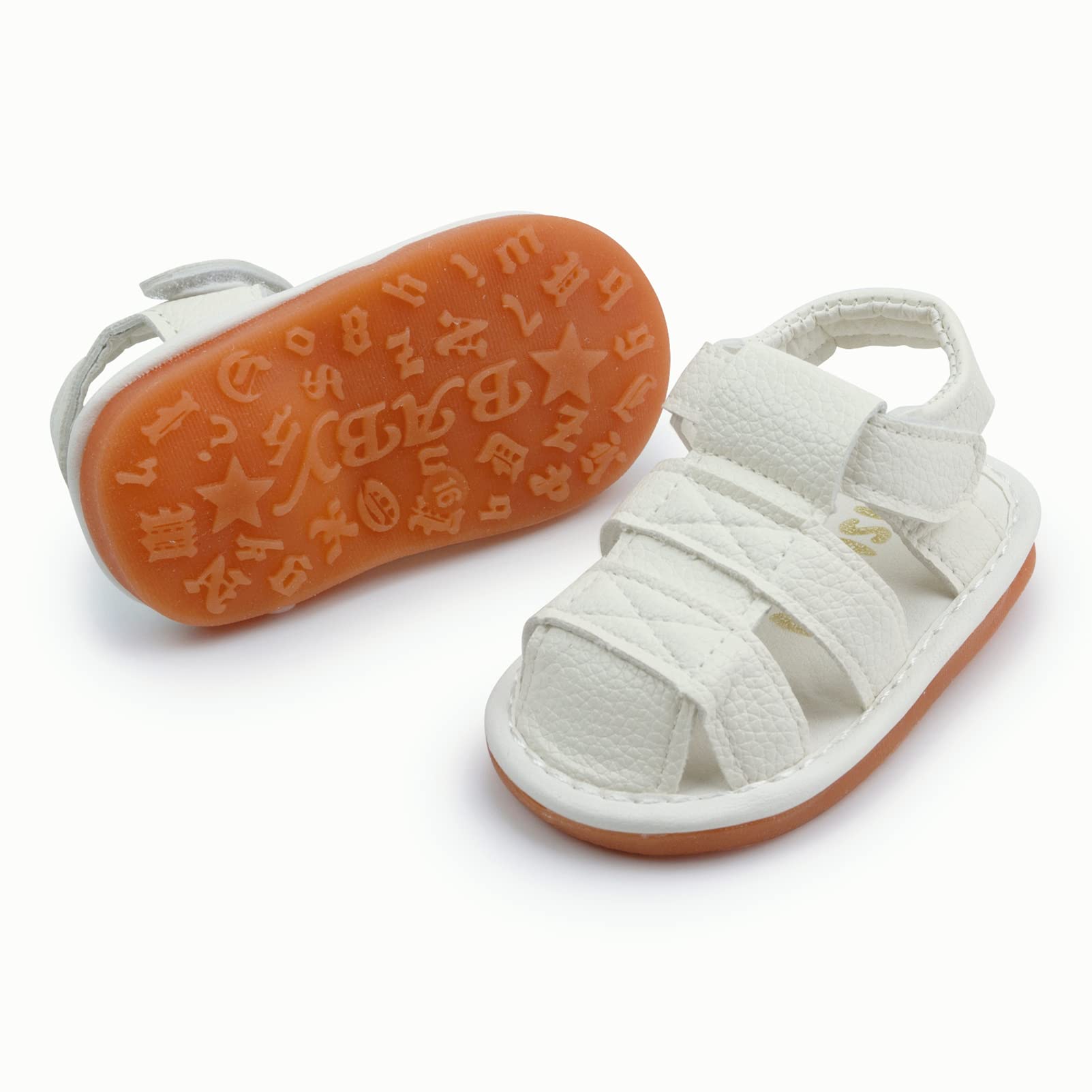 WILLFUN Baby Boy Girl Summer Infant Squeaky Sandals Premium Rubber Sole Closed-Toe Non-Slip Shoes Toddler First Walkers