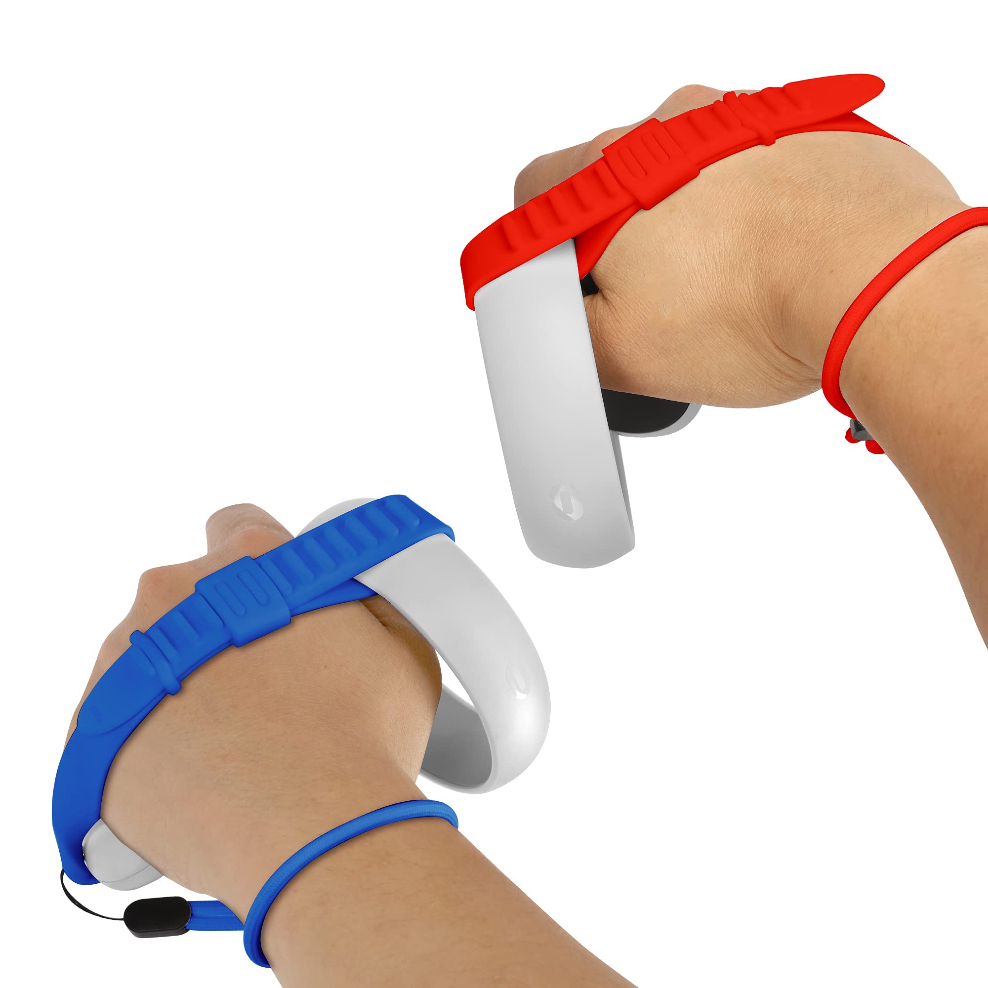 Anti-Leakage Light Blockers and Adjustable Silicone Knuckle Straps for Oculus Quest 2 Controllers Fit Pack Accessories by X-super Home (Blue+Red)