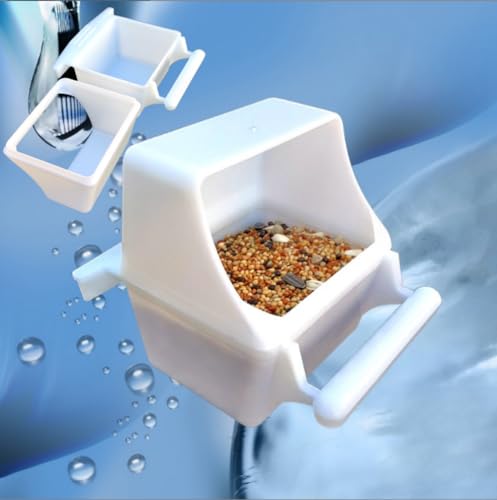 BRYHZKCM Small Bird Slot Feeder No Mess Cage Hanging Feeder Cup Plastic Food & Water Dispenser Bowl,(2 Pieces)