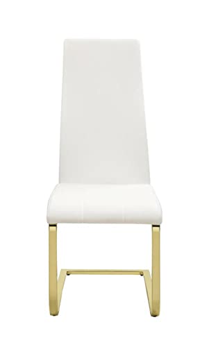 Coaster Furniture High Back White and Rustic Brass (Set of 4) Side Chair 17" D x 22.75" W x 43.75" H 190512