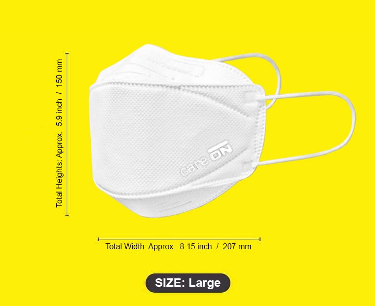 CARE ON [20 Pack] [White] KF94 Certified | 4-Layers Face Safety Mask for Adult