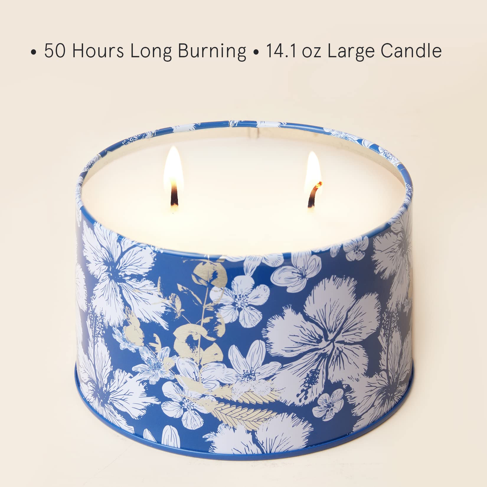 LA JOLIE MUSE Shore Breeze & Sage Scented Candle, 14.1 oz Large Candles Gifts for Women, 2 Wicks Candle for Home Scented, 50 Hours Long Burning