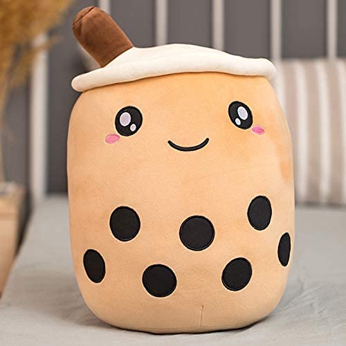 FJZFING Cute Plush Boba Milk Tea Stuffed Teacup Pillow Soft Bubble Tea Cup Plushie Toy Kawaii Cartoon Gift for Kids Home Decor Original 9.4 Inch