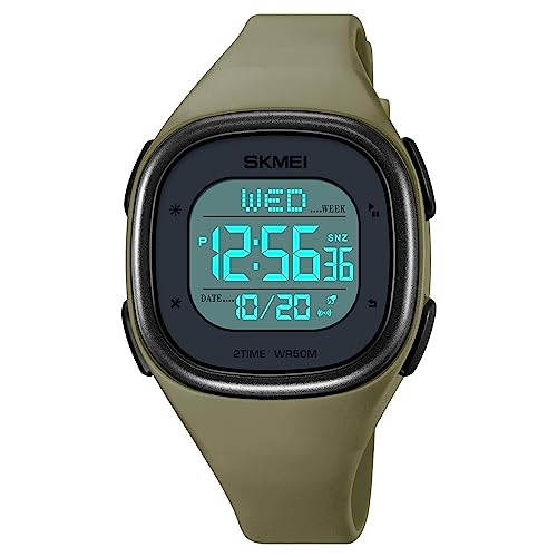 CakCity Square Watch Men Military Style Watch for Men Outdoor Watches for Women Green Digital Watch for Men with Alarm Dual Time