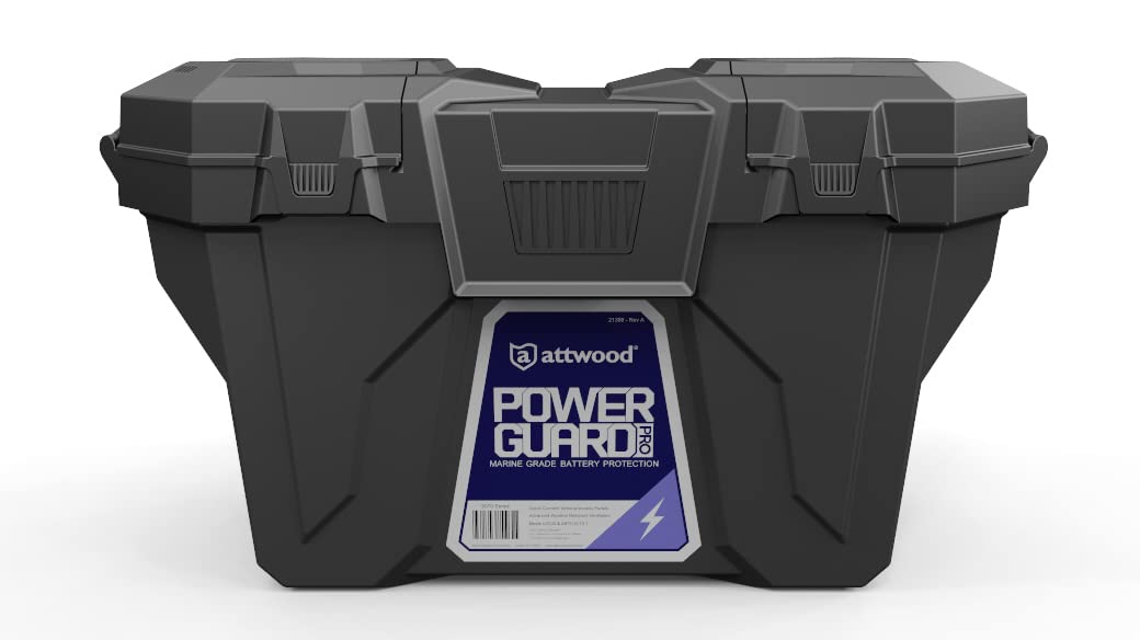 Attwood PowerGuard Pro β Marine Grade Weather Resistant Battery Box Designed for Marine, RV, Camping, Solar and More β 24/27 Series Batteries, 9070-7,Black