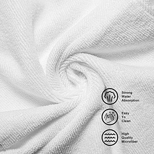CARTMAN 14 x 14 Inch, 60 Pack, 280GSM Microfiber Cleaning Cloths, All-Purpose Softer Highly Absorbent, Lint Free, Streak Free Wash Cloth for House, Kitchen, Car, Window, White