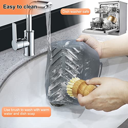 BYKITCHEN Air Fryer Silicone Liners for Ninja Dual Air Fryer 10 QT, Set of 2, Rectangular Silicone Air Fryer Liners Compatible with Ninja DZ401/DZ550, Double Air Fryer Accessories