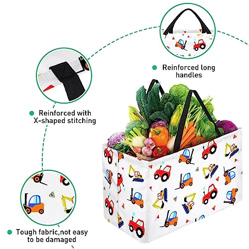 Cartoon Vehicle Full Print Large Capacity Laundry Organizer Tote Bag - Reusable and Foldable Oxford Cloth Shopping Bags