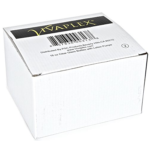 Vivaplex, 2, Large, 16 oz, Empty, Clear Glass Bottles with Black Lotion Pumps