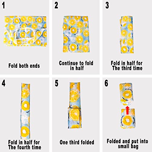 Elephant-package 6 Pcs Foldable Shopping Bags with Hook- Washable- Reusable Grocery Bags with Pouch Tote Bags (Cute Flower Design)
