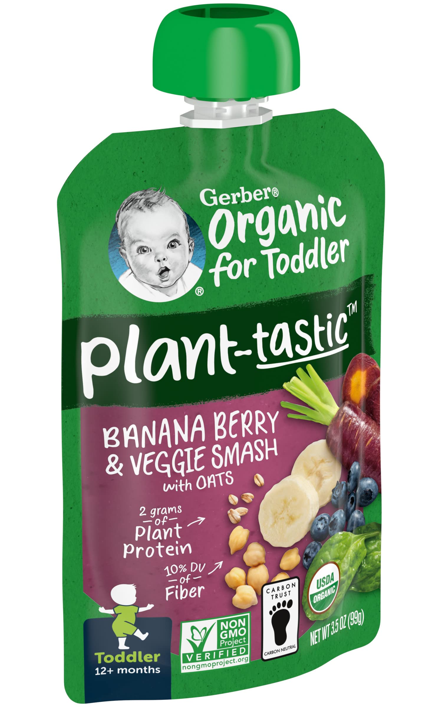 Gerber Organic for Toddler Plant-Tastic Pouches Variety Pack (6 CT (Pack of 1), Banana Berry)